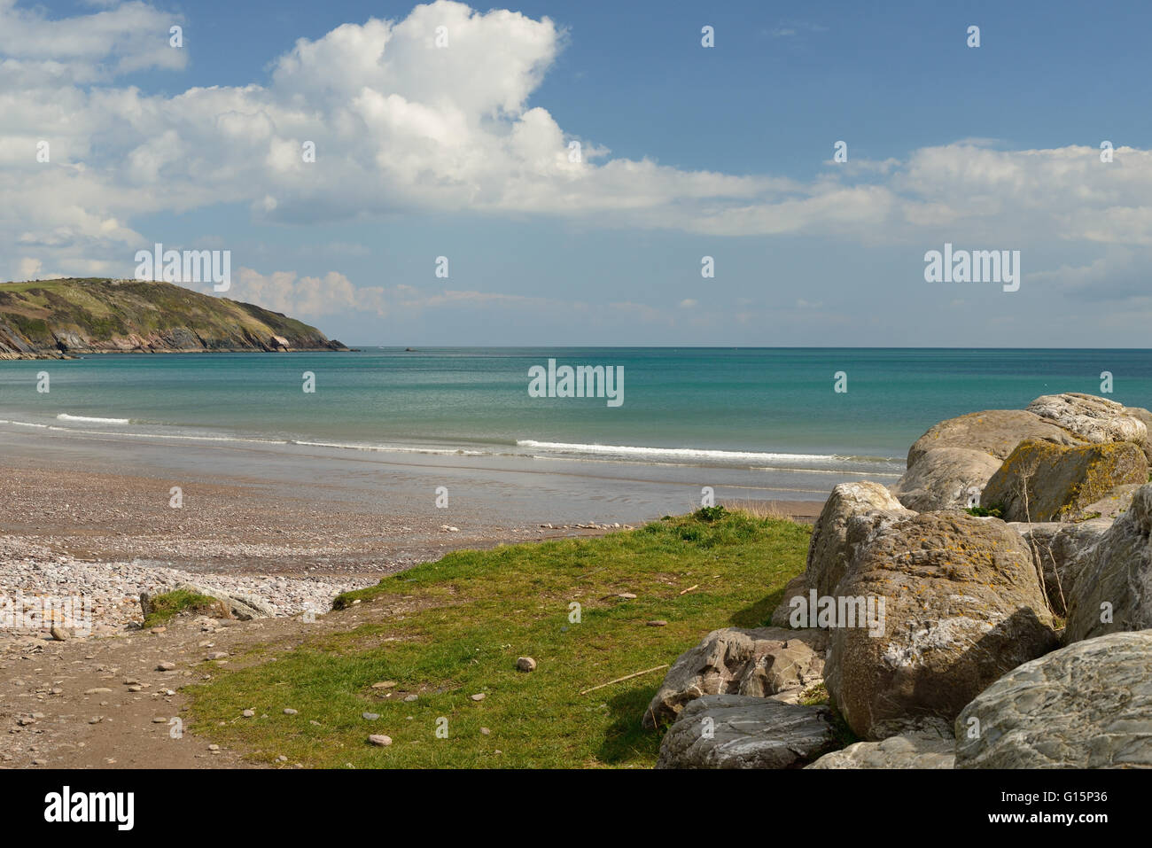 The beach at Man Sands, a secluded bay on the South Devon coast Stock ...