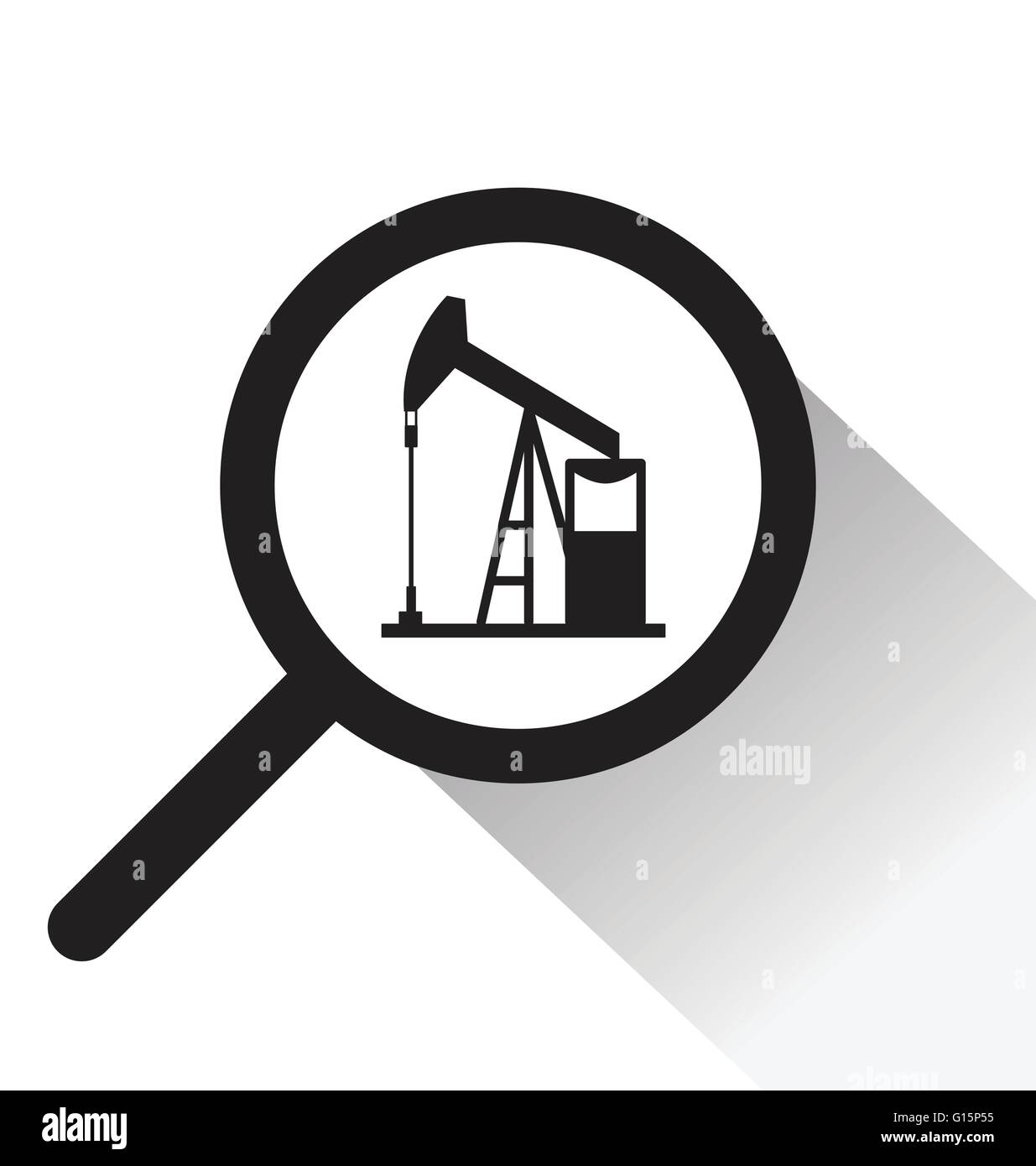 vector magnifying glass with Oil pump icon on white background Stock ...