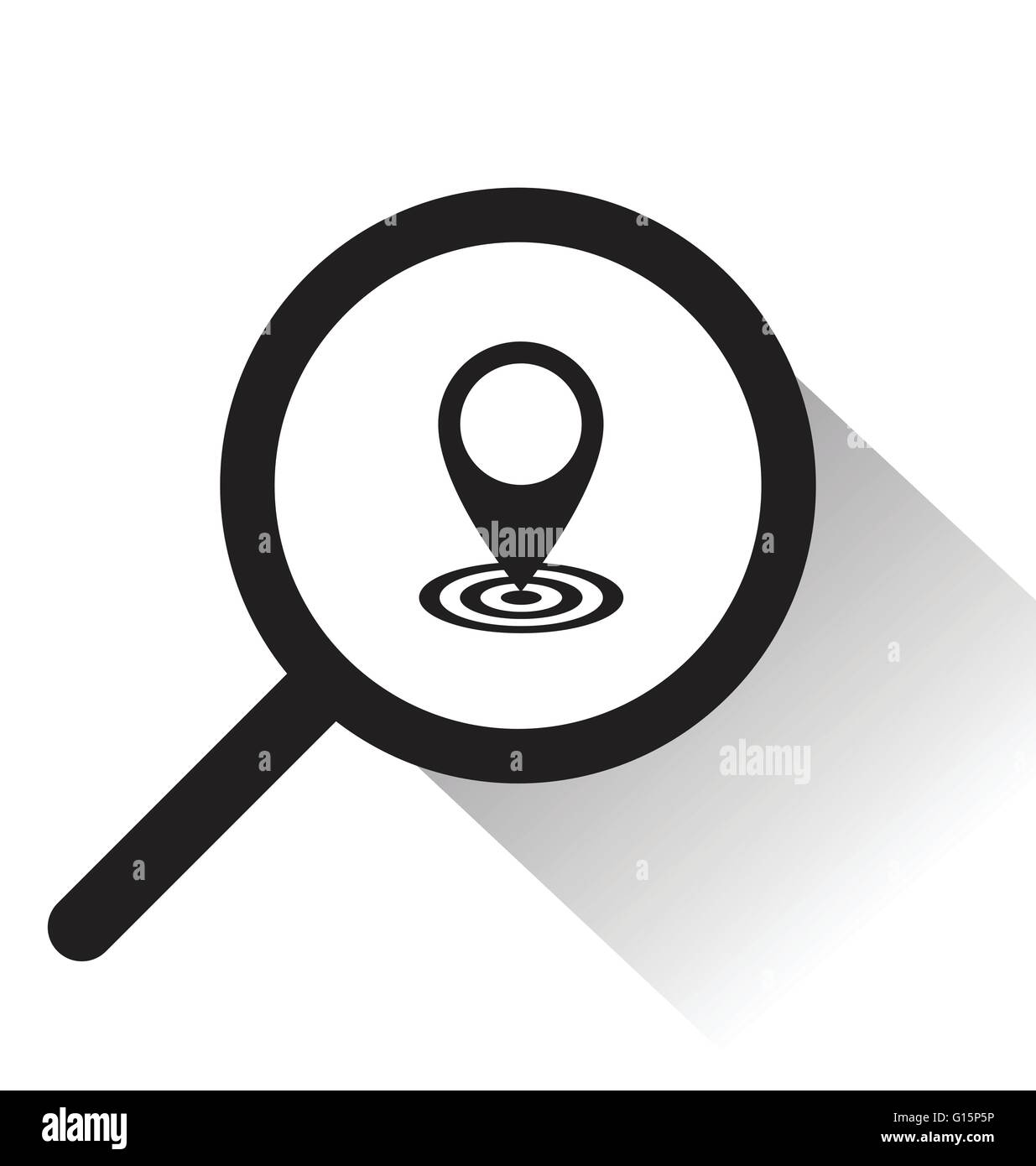 vector magnifying glass with pointer icon on white background Stock ...
