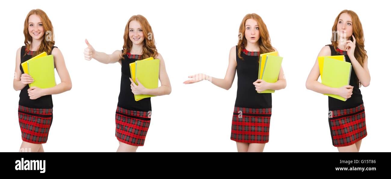 Young student in various poses isolated on white Stock Photo - Alamy