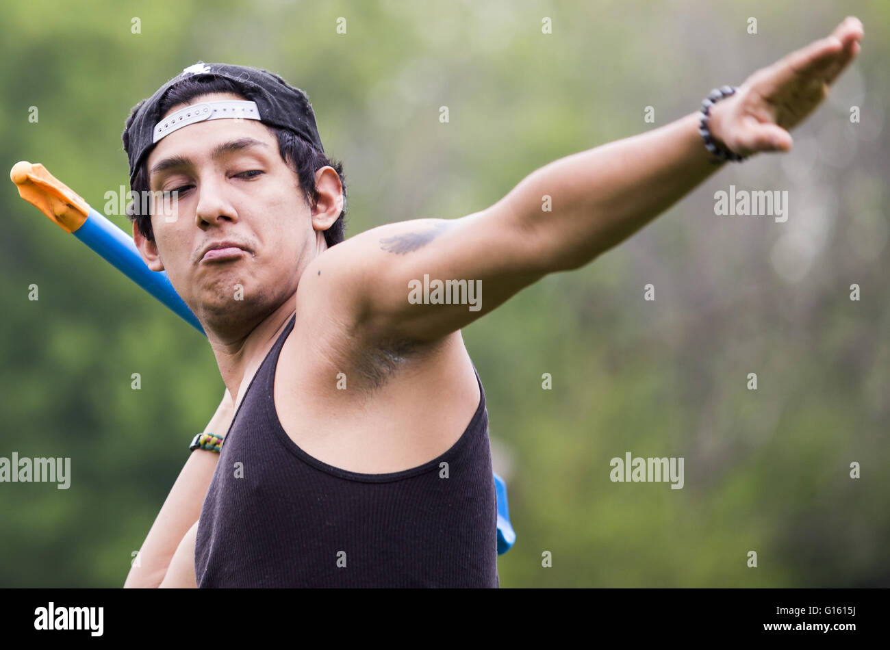 Davenport, Iowa, USA. 7th May, 2016. Chris Hurtado, works on his turbo ...