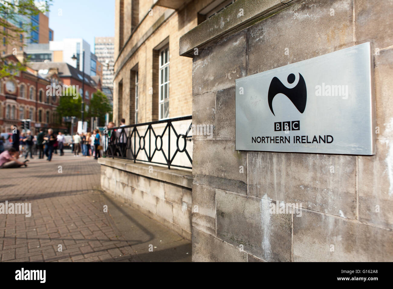 Belfast, UK. 9th May, 2016. Irish language speakers protest outside BBC ...