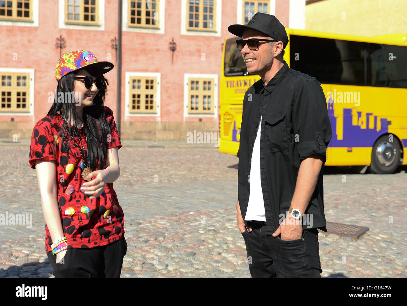 German singer Jamie-Lee Kriewitz (L) meets Michael 'Michi' Beck of the ...