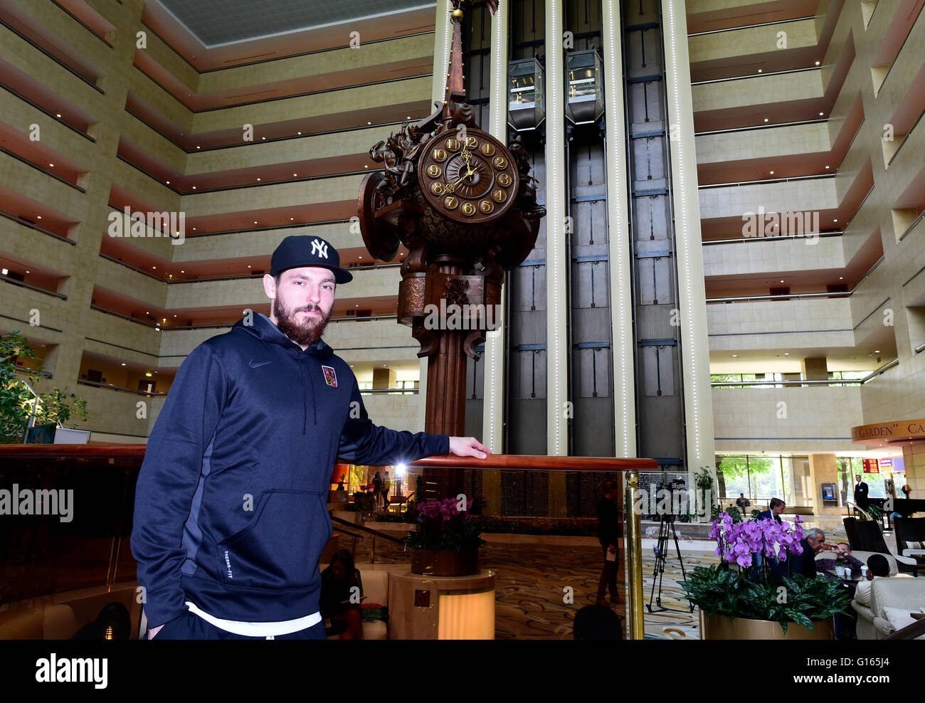 Czech hockey player Michal Kempny poses for photographer at Crowne ...