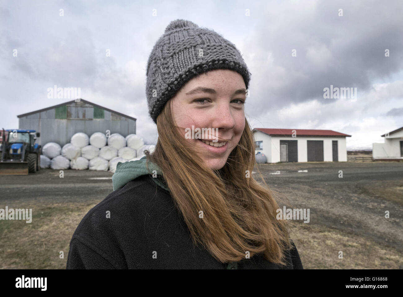 Hannah Kramer, a student of the school of agriculture follows a ...