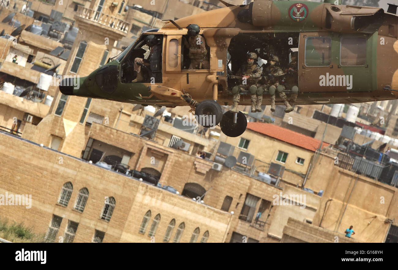 Amman, Jordan. 10th May, 2016. Members of a special Jordanian police ...