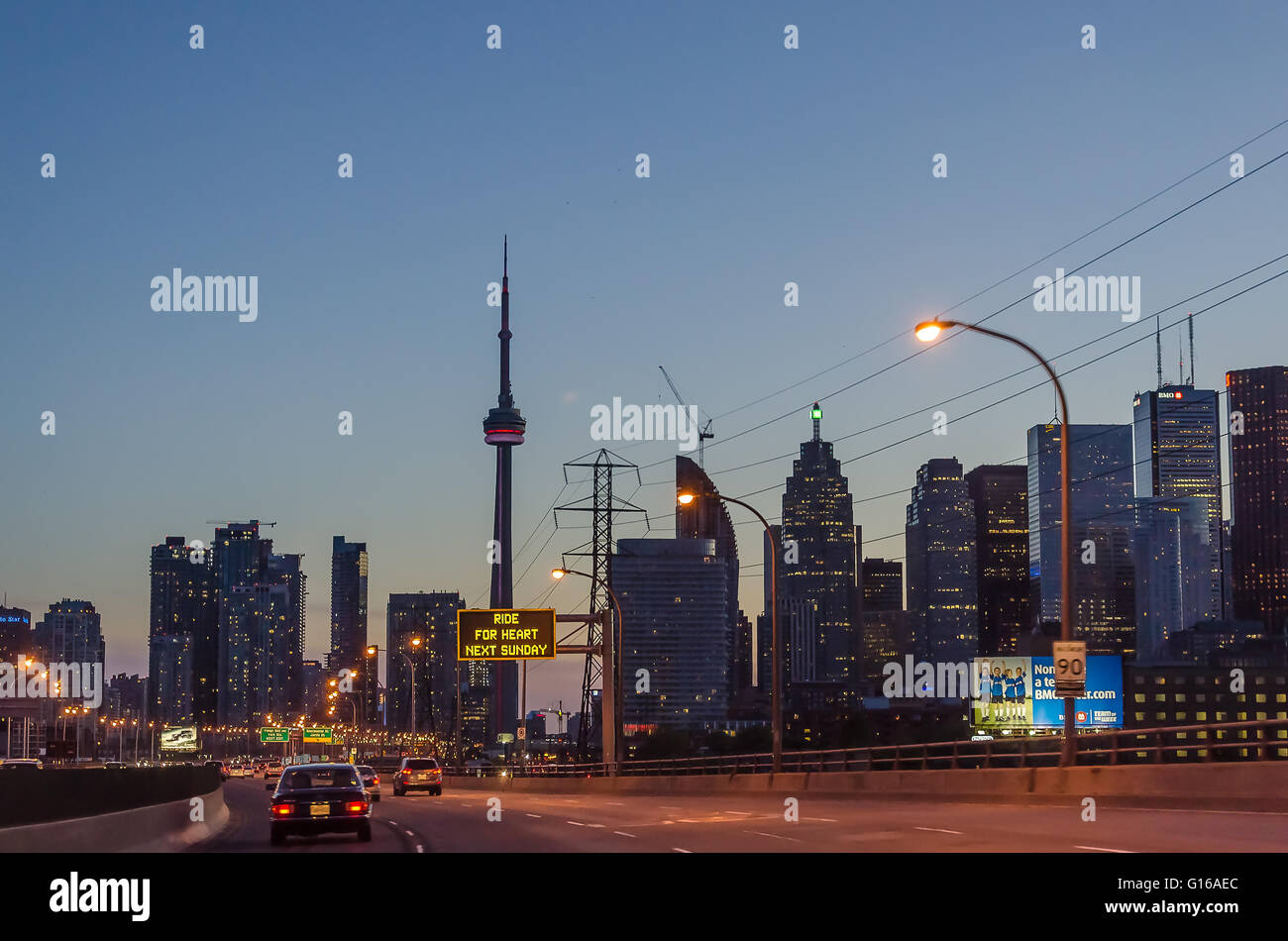 Toronto, Canada - 26 may 2013: Toronto highway at night with cars ...