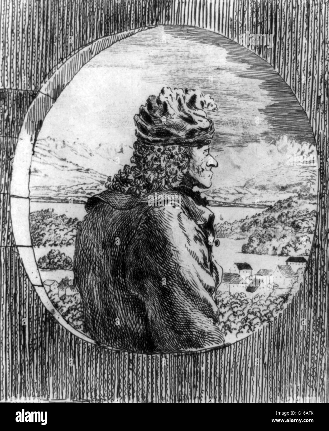 Undated etching of Voltaire by Jean Huber. Francois-Marie Arouet ...