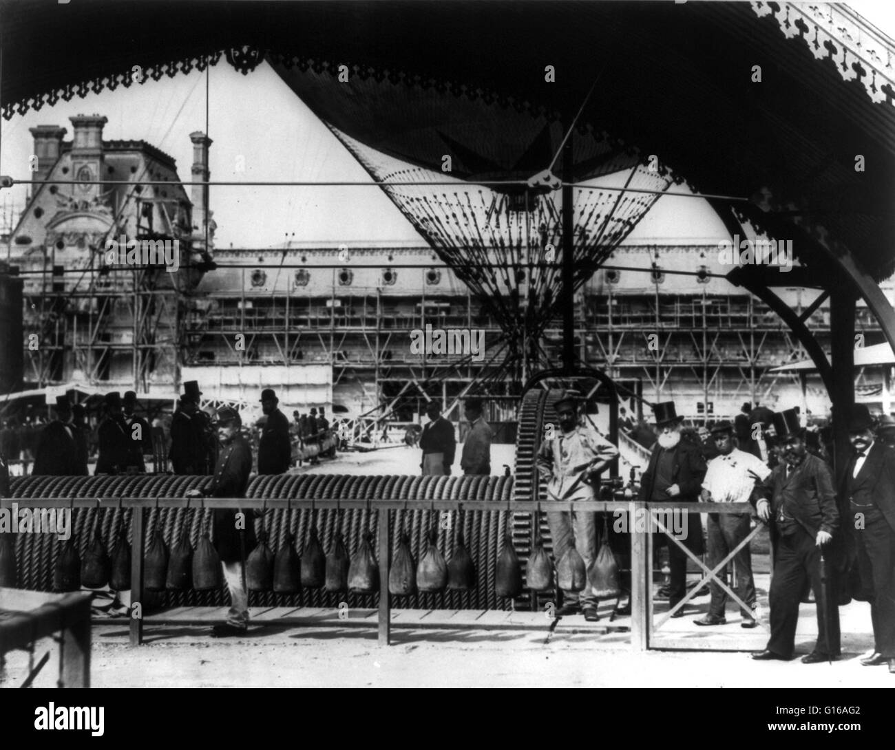 Machinery for hauling the giant captive balloon constructed by Henri ...