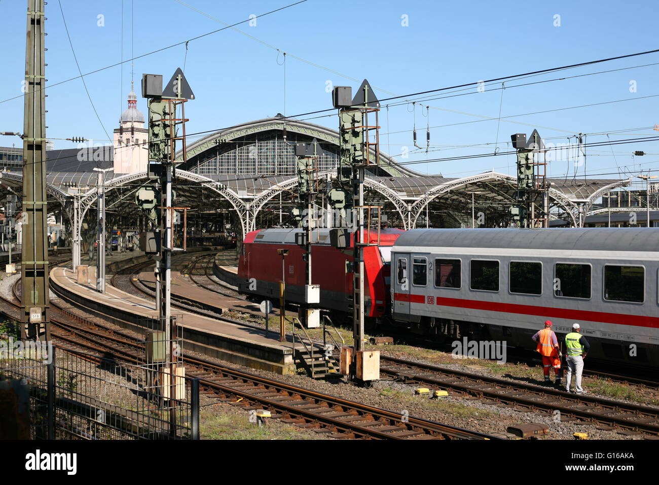 a train is arriving at Cologne railway station, Germany Stock Photo - Alamy