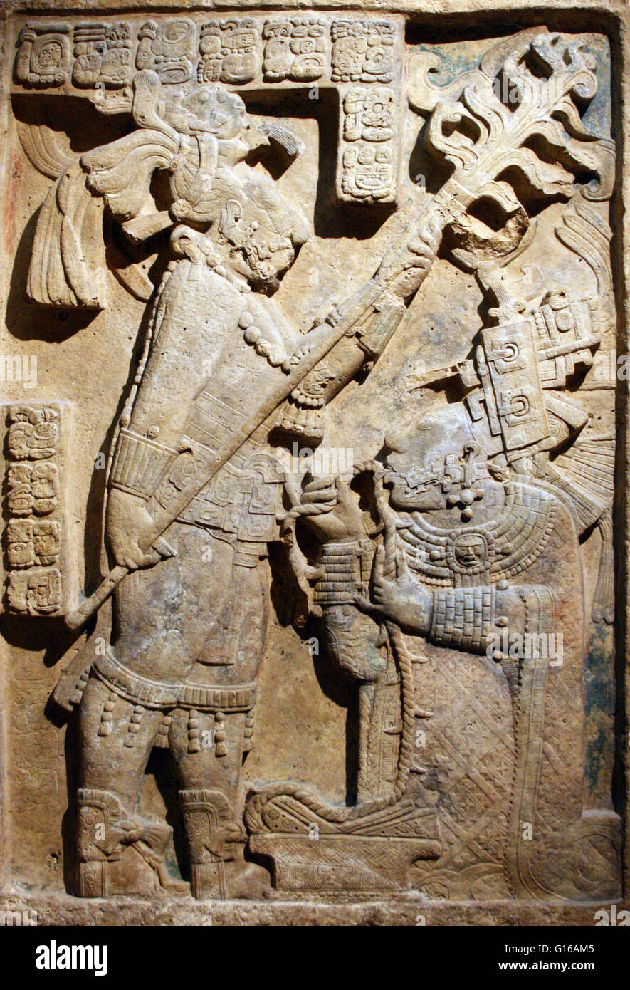 Maya Limestone Yaxchilán Lintel 24. Records a bloodletting ritual that ...