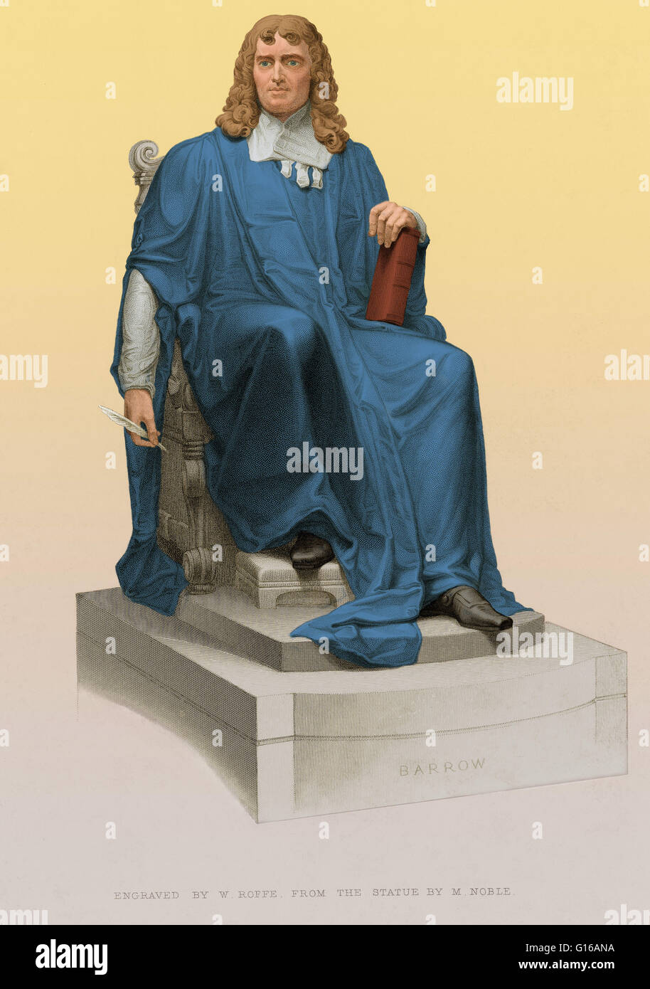 Isaac Barrow (1630-1677), English mathematician, who resigned his post ...