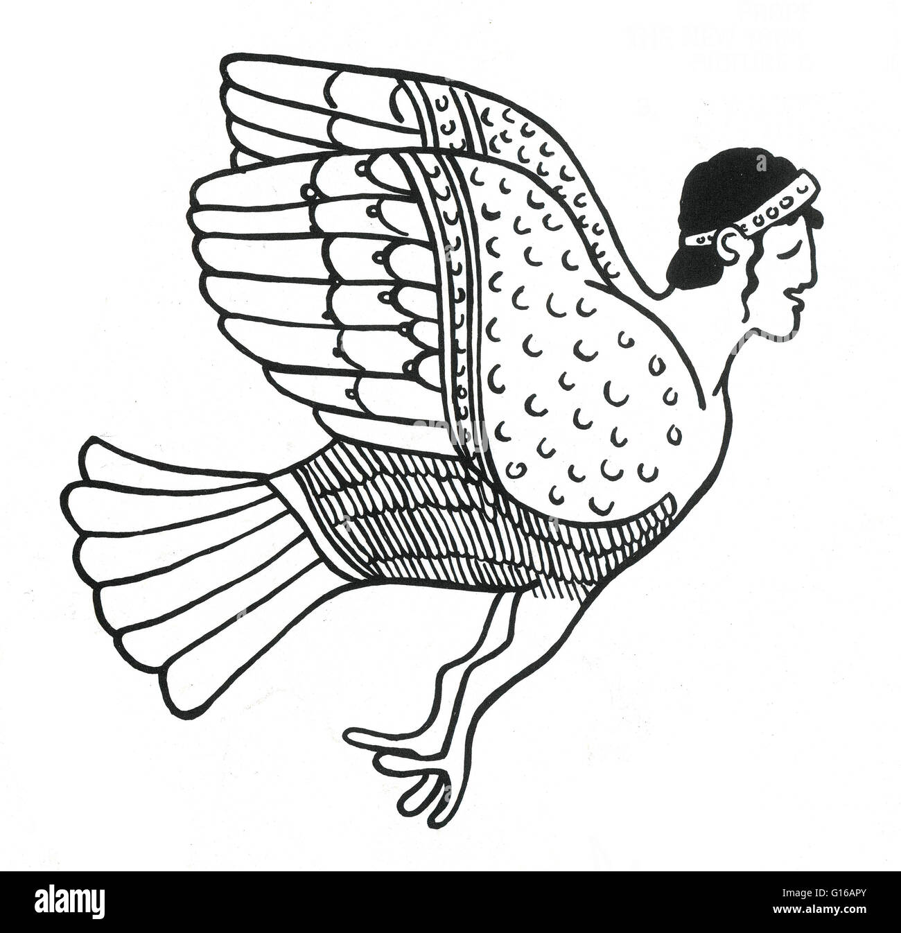 Ancient Greece, Siren from a vase, 5th century BC. In Greek mythology ...