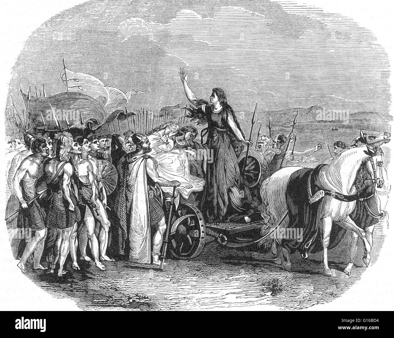 Captioned: "Boadicea Haranguing The British Tribes." Boudica (died 60 ...