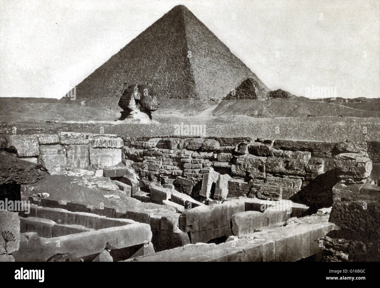 Caption: "Sphinx and the Great Pyramid, taken in 1887." The Giza ...