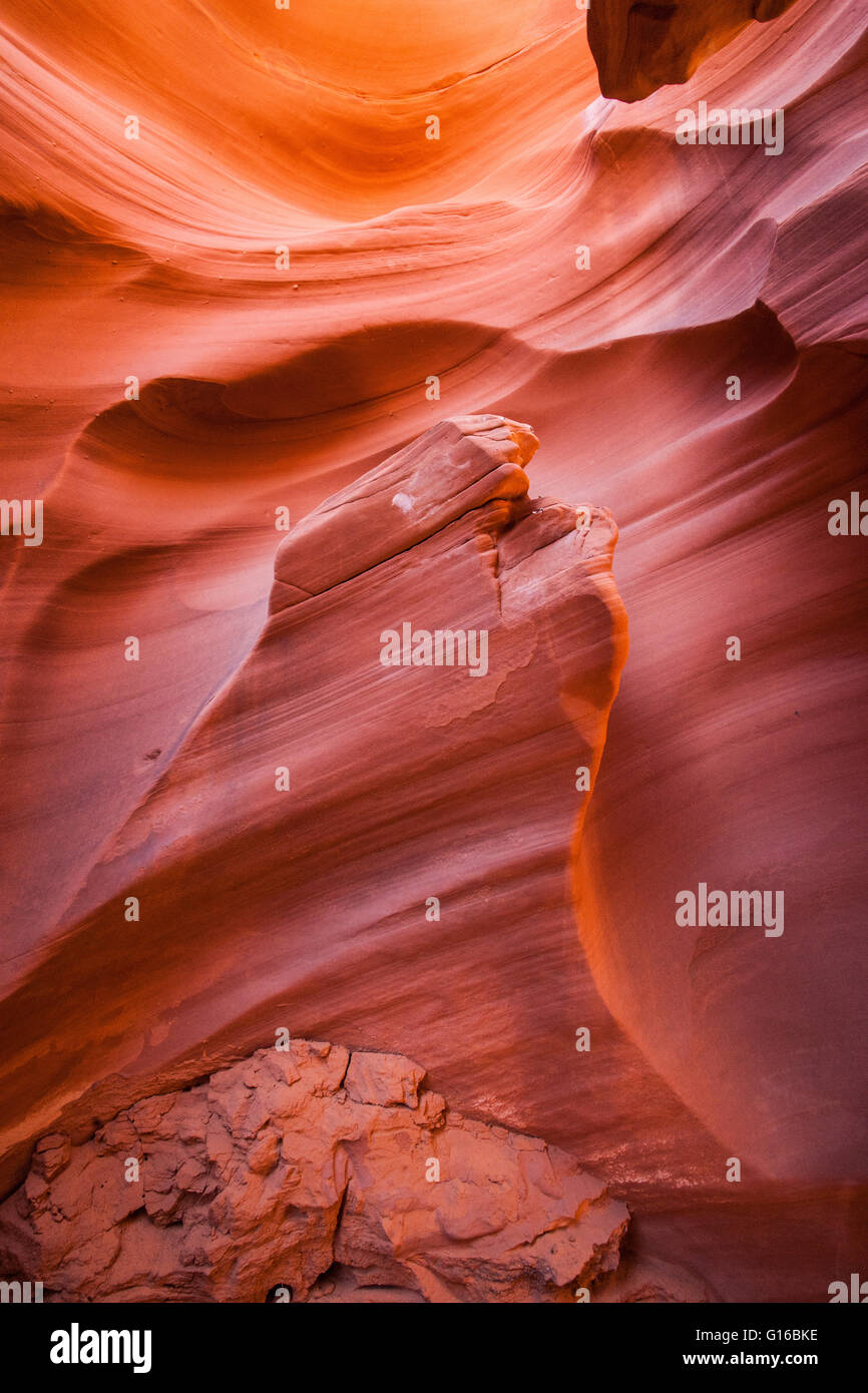 Strange rock formation carved by water erosion in the slot canyons of ...