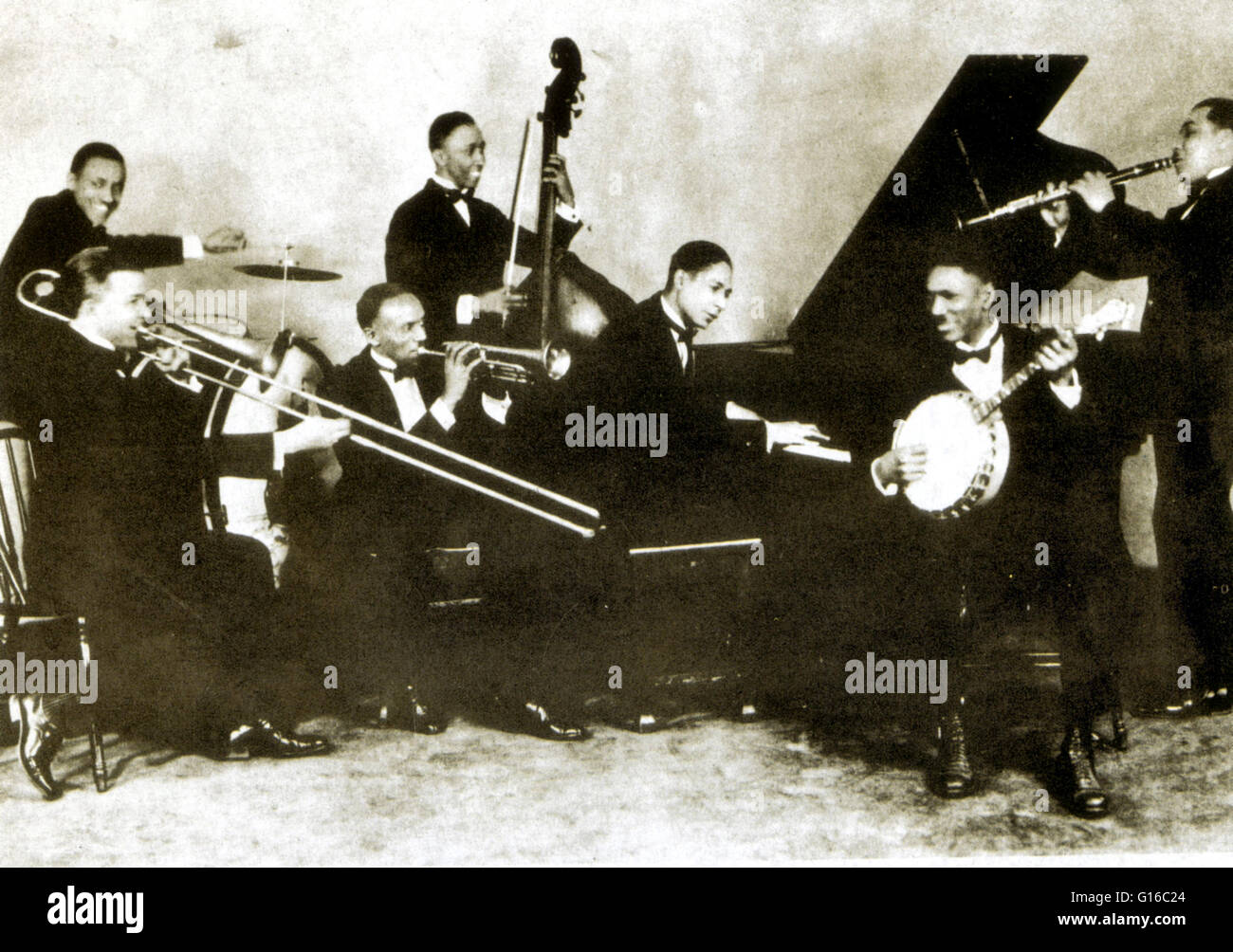 Andrew Hilaire, drums; Kid Ory, trombone; George Mitchell, trumpet ...