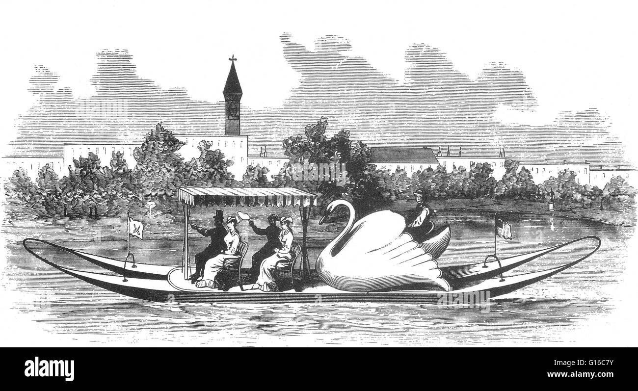 Velocipede boat on the Boston public garden which appeared in the ...