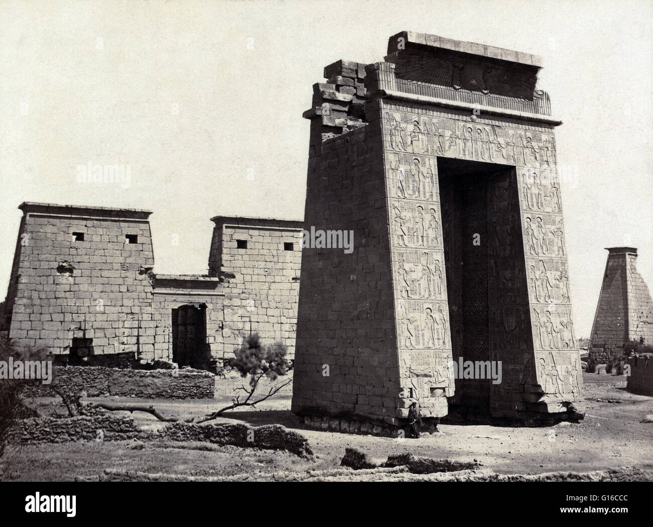 Propylon (triumphal arch) and pylons of the Temple of Ramses IV in ...