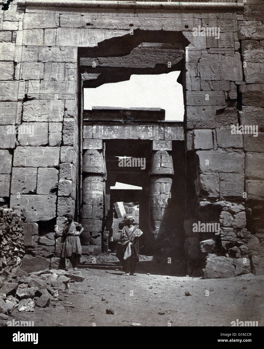 Entrance into the Temple of Ramses IV in Thebes, photographed by Maison ...