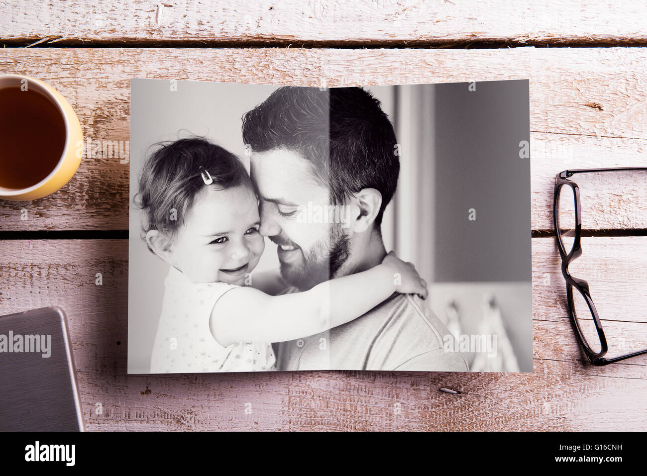 Fathers day composition. Picture of father holding his daughter Stock ...
