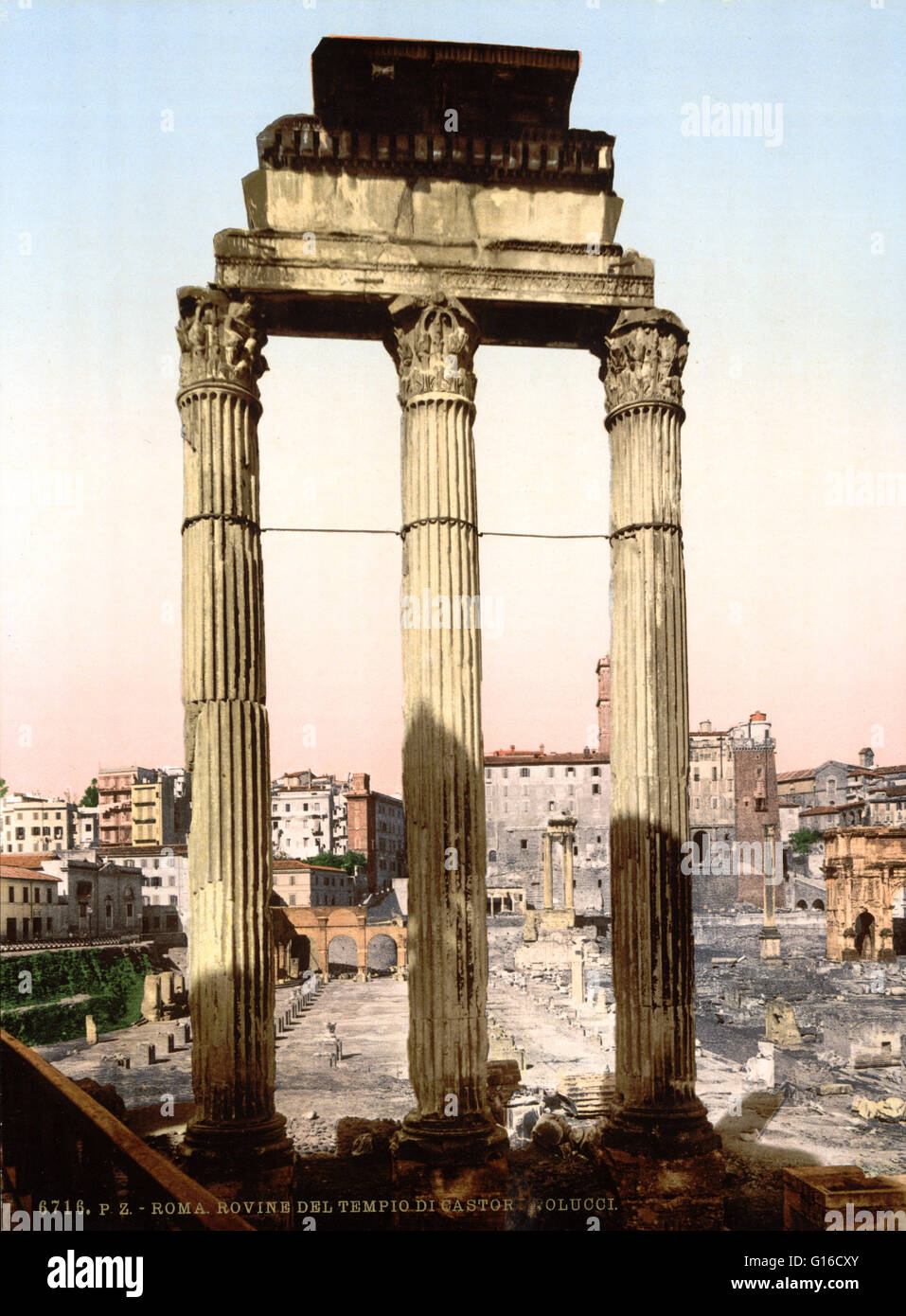 The Temple of Castor and Pollux is an ancient edifice in the Roman Forum, Rome, central Italy ...