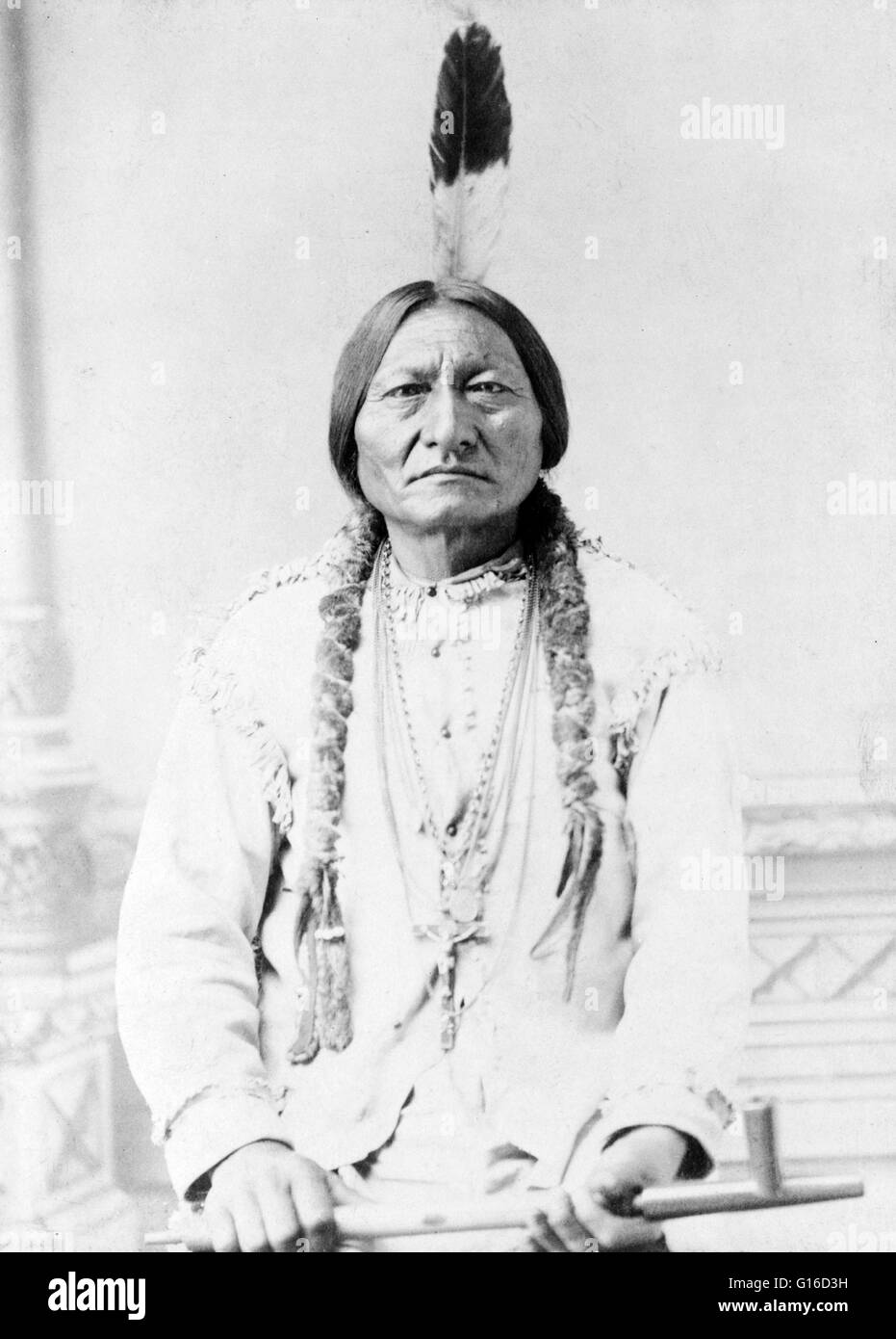 Sitting Bull, holding peace pipe, photographed by D.F. Barry, 1885 ...
