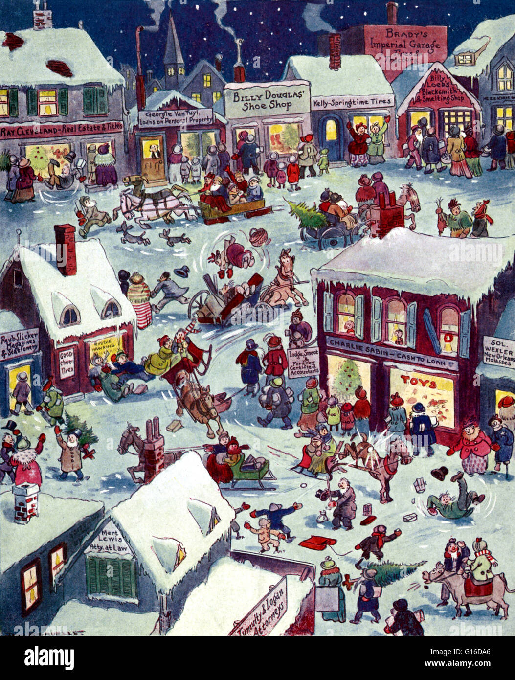 Entitled: "Christmas eve at Yapp's Crossing" drawn by John B. Gruelle ...