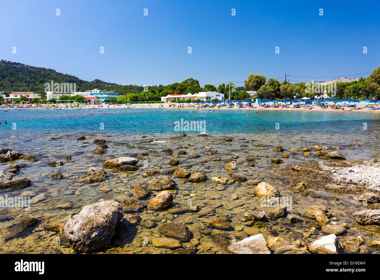 Kathara Beach Faliraki Rhodes Dodecanese Greece Europe Stock Photo - Alamy
