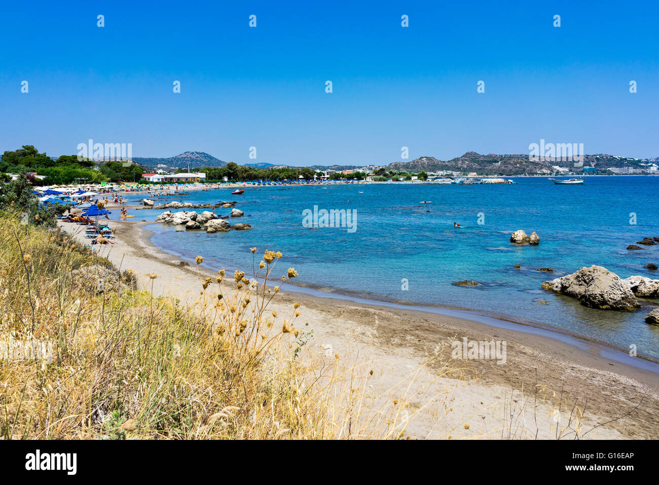 Overlooking Kathara Beach Faliraki Rhodes Dodecanese Greece Europe ...