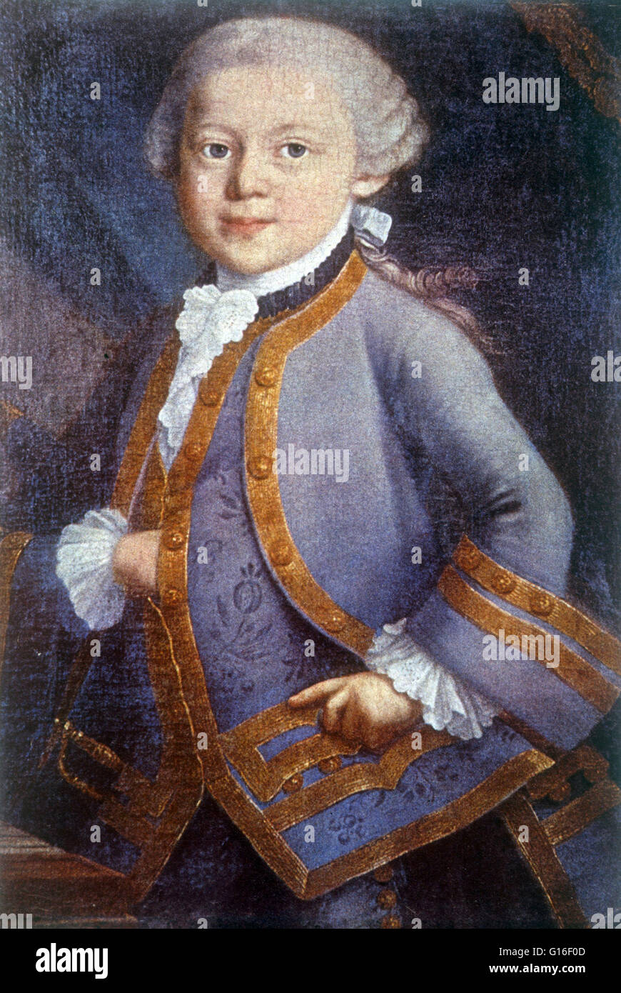 "Mozart at the age of six in his gala suit that empress Maria Therese ...