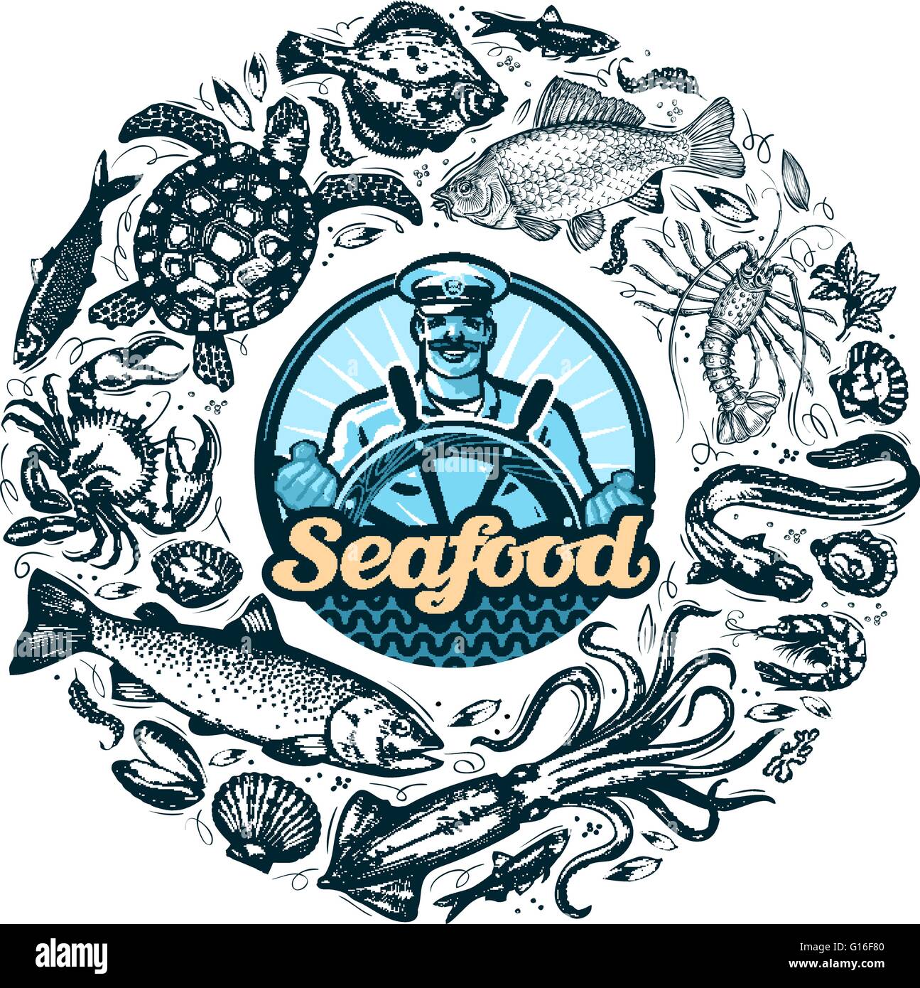 seafood or food. vector illustration Stock Vector Image & Art - Alamy