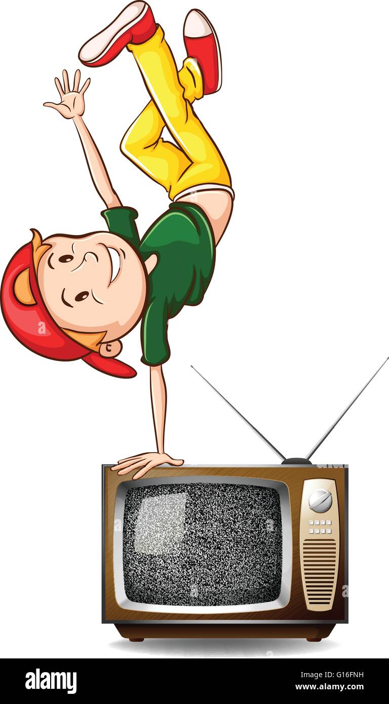 Boy dancing on television illustration Stock Vector Image & Art - Alamy