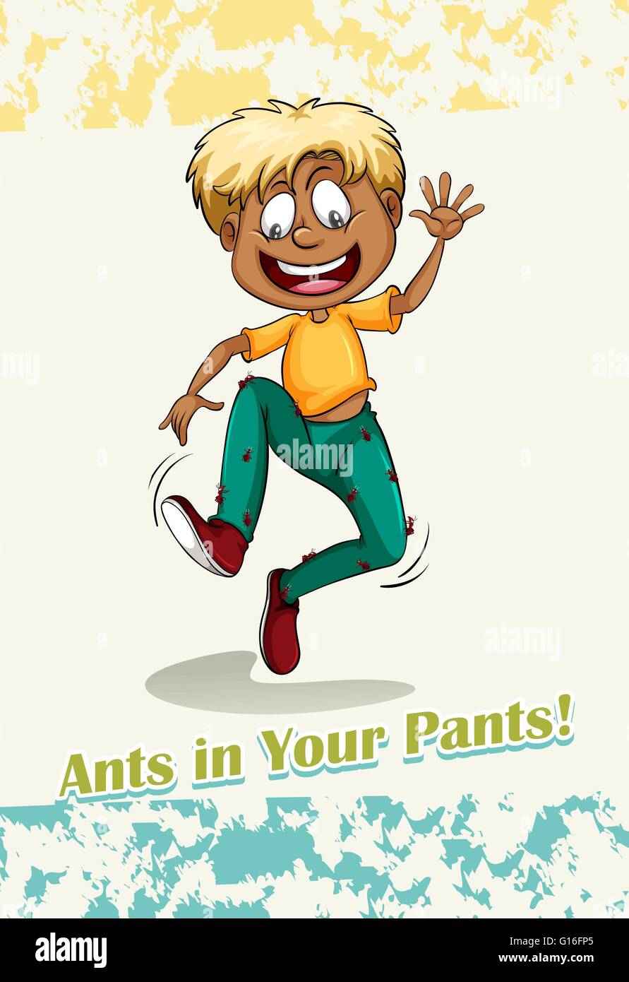 Idiom ants in your pants illustration Stock Vector Image & Art - Alamy