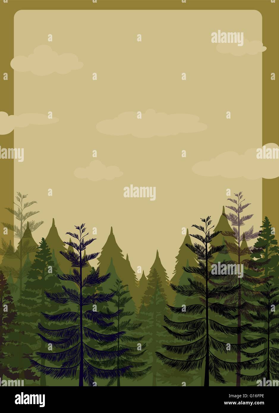 Border design with pine forest illustration Stock Vector Image & Art ...