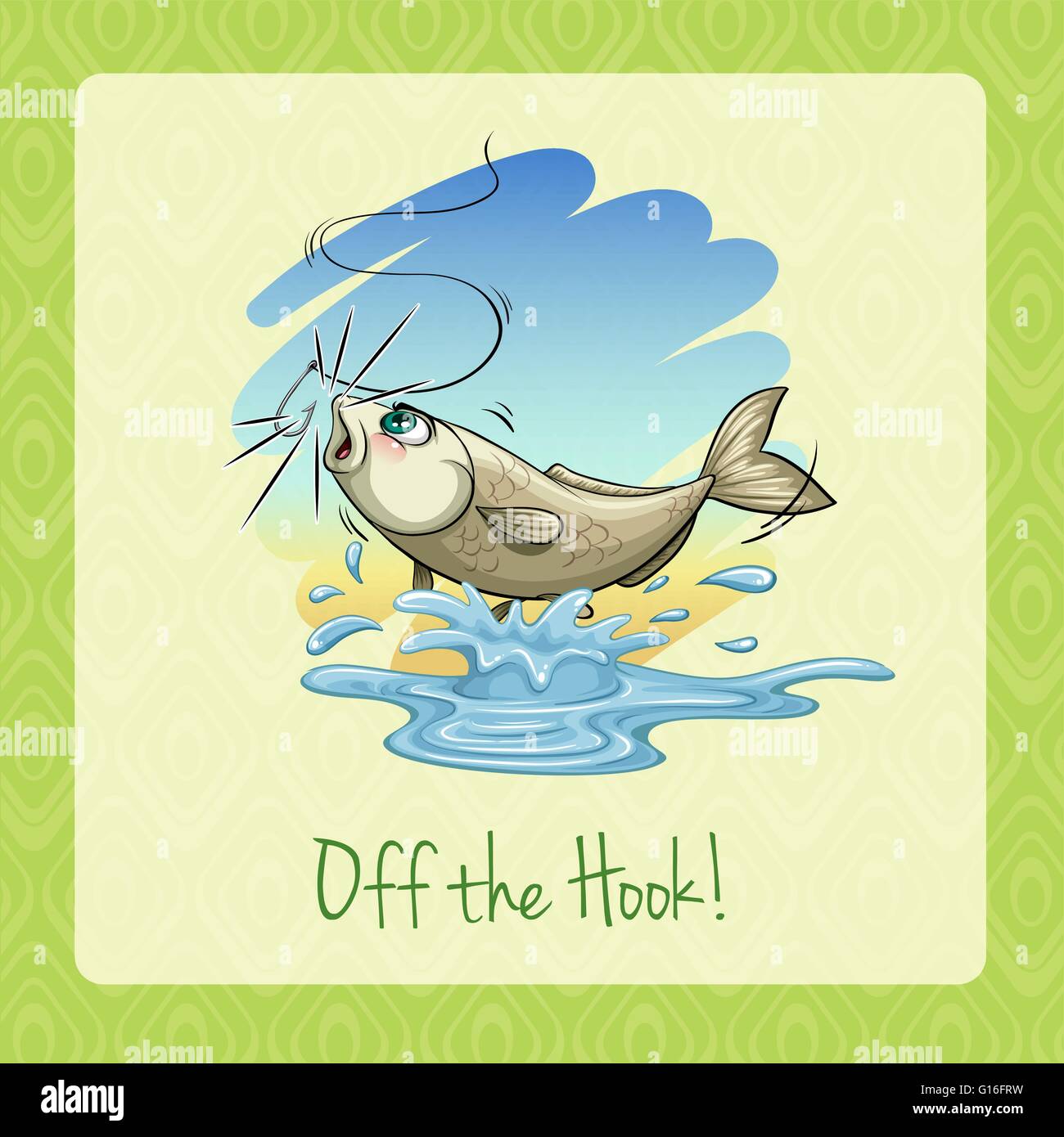 Idiom off the hook illustration Stock Vector Image & Art - Alamy
