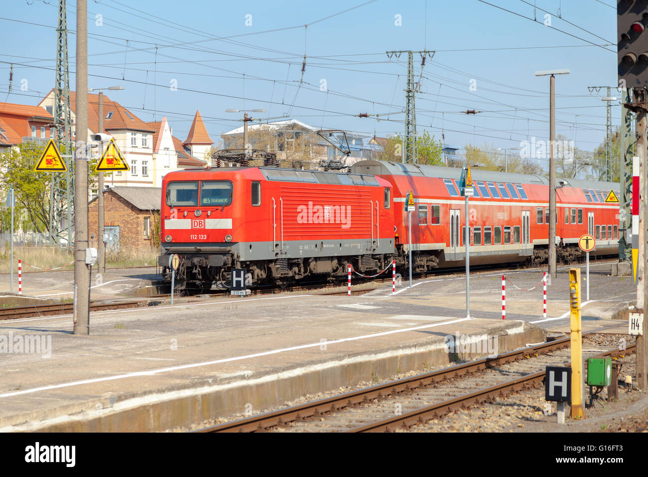 NEUBRANDENBURG / GERMANY - MAY 5: german regional express arrives on ...