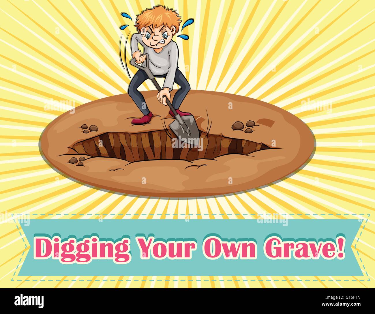 Digging man cartoon illustration Stock Vector Images - Alamy