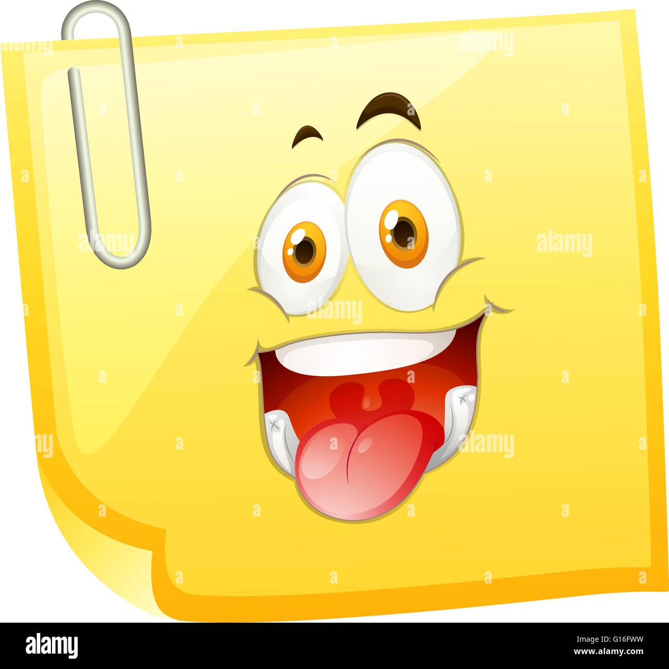 Yellow sticky note with smiling face illustration Stock Vector Image ...