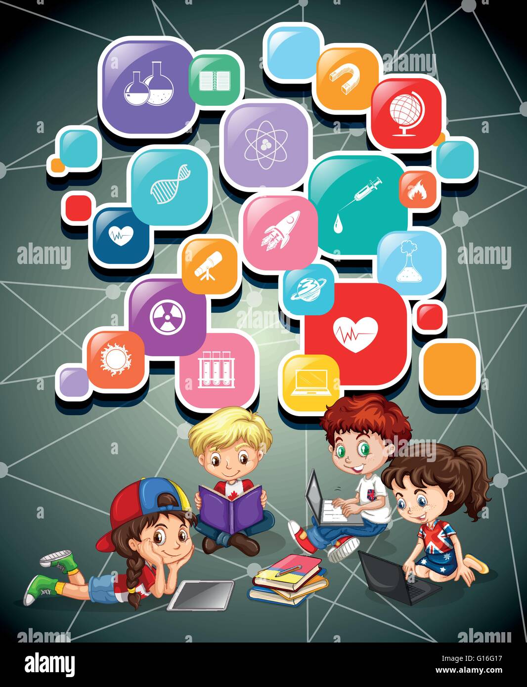 Children working on computers illustration Stock Vector Image & Art - Alamy