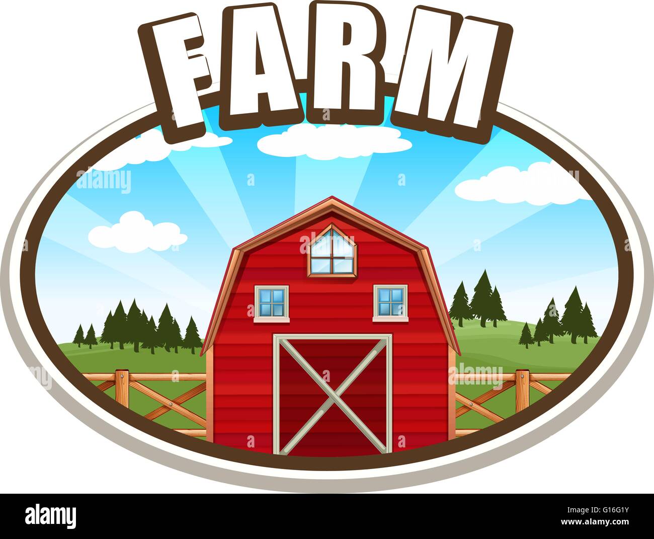 Farm red barn on Stock Vector Images - Alamy