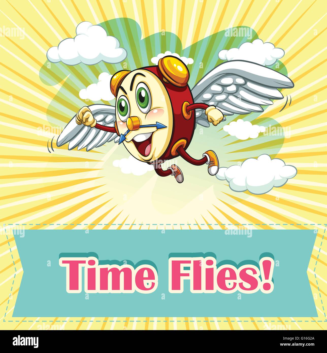 Idiom saying time flies illustration Stock Vector Image & Art - Alamy
