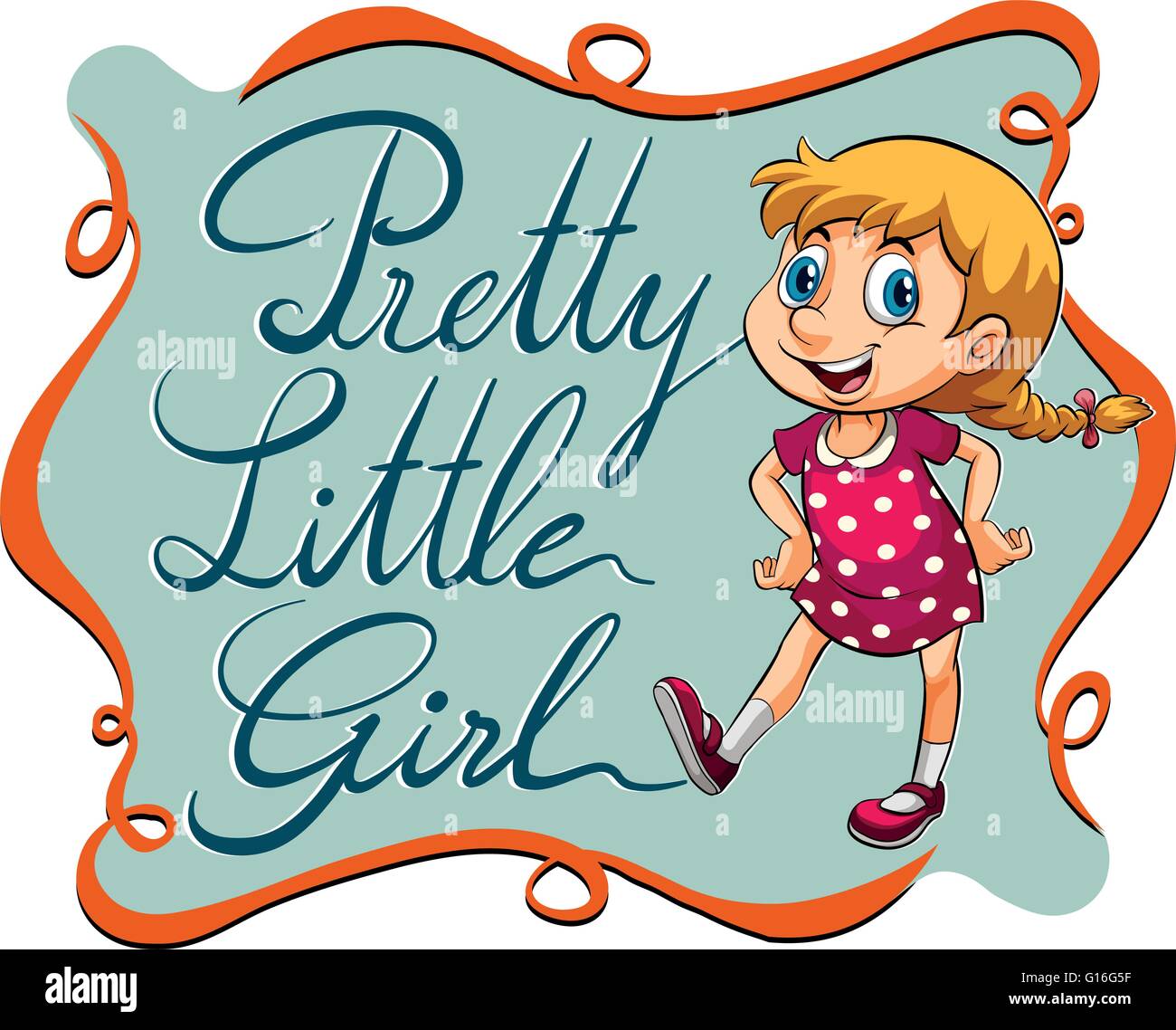 Pretty little girl sign with character and text Stock Vector Image ...