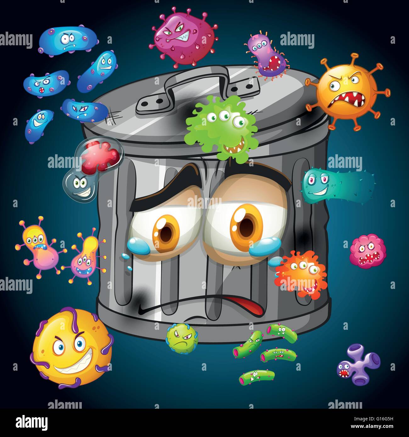 Bacteria around the trashcan illustration Stock Vector Image & Art - Alamy