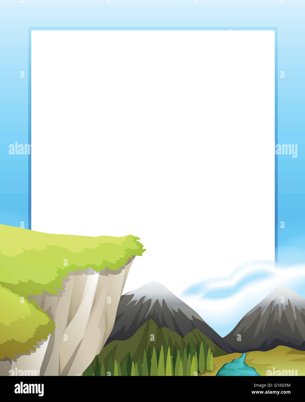 Border design with mountains view illustration Stock Vector Image & Art ...