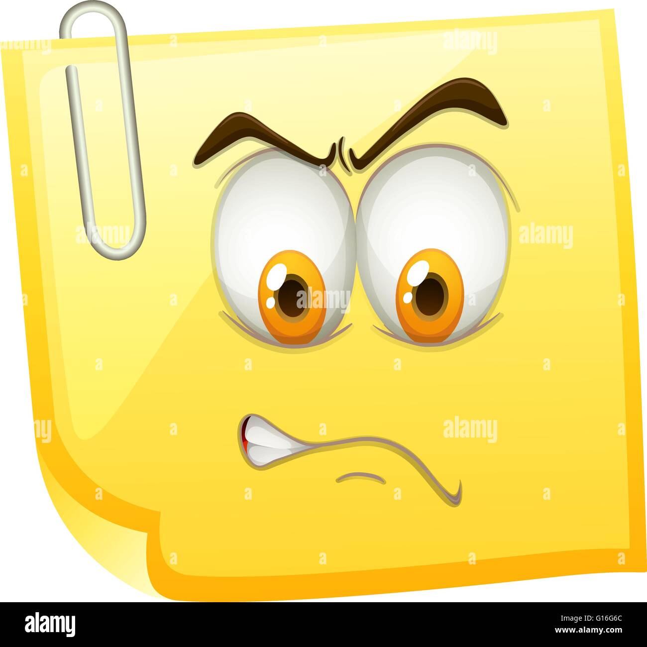 Yellow sticky note with angry face illustration Stock Vector Image ...