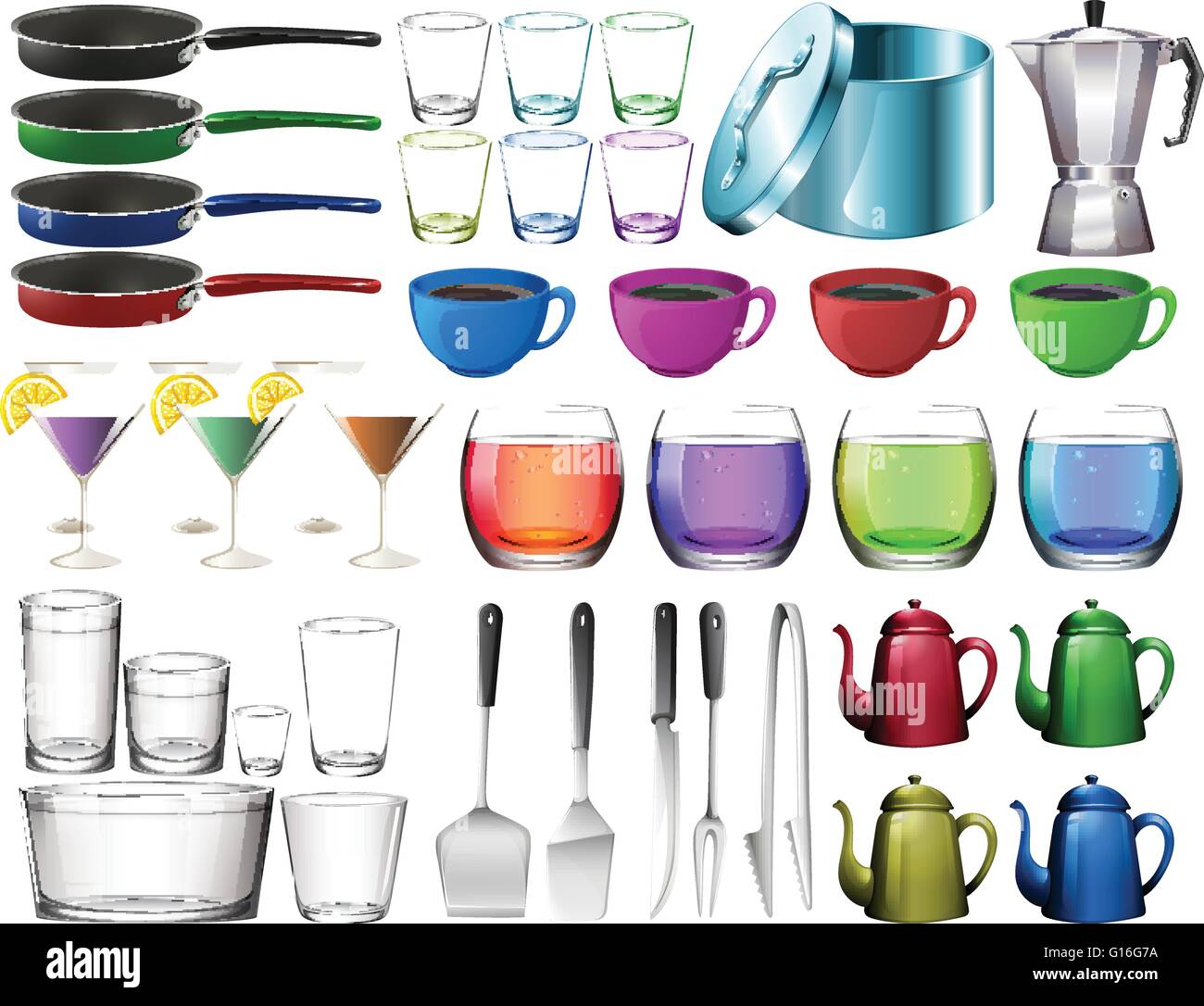 Kitchenware set with glasses illustration Stock Vector Image & Art - Alamy