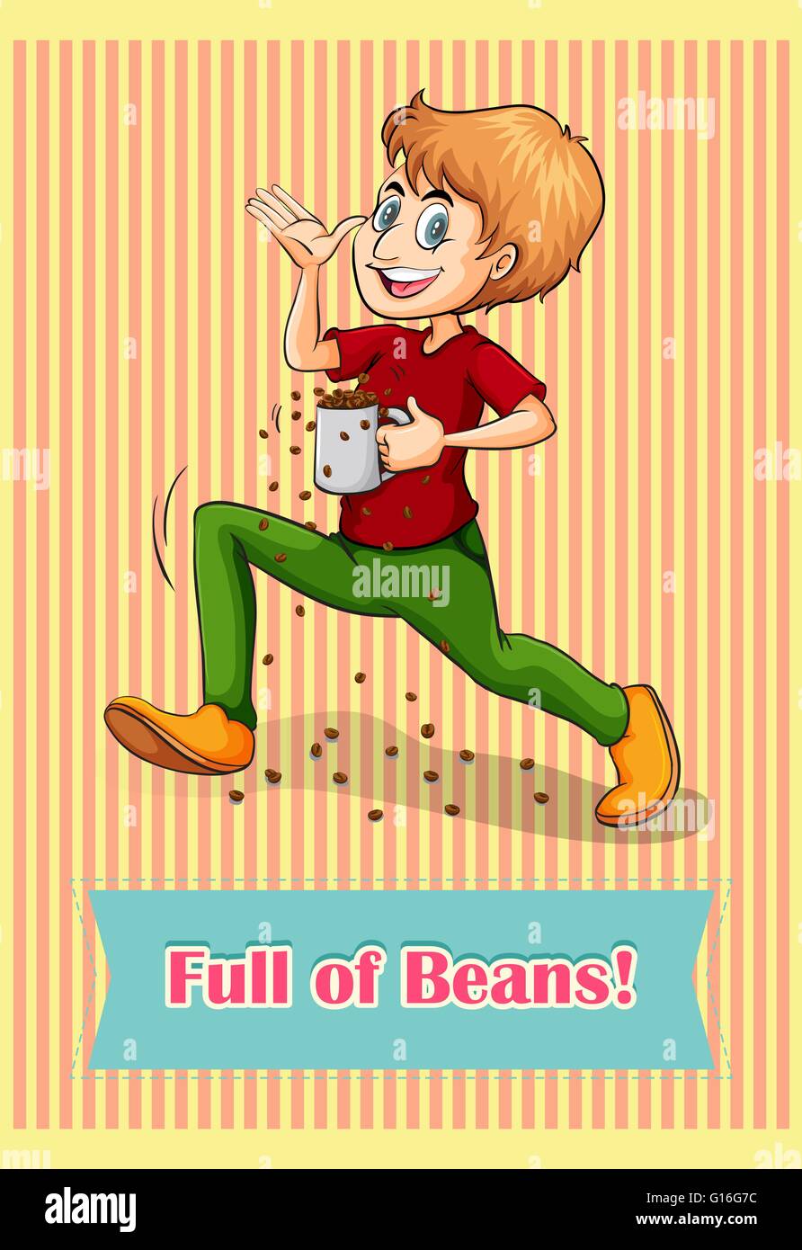 Idiom full of beans illustration Stock Vector Image & Art - Alamy