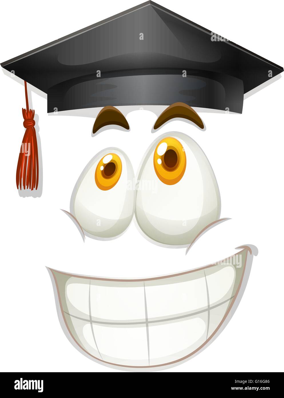 Happy face with graduation cap illustration Stock Vector Image & Art ...