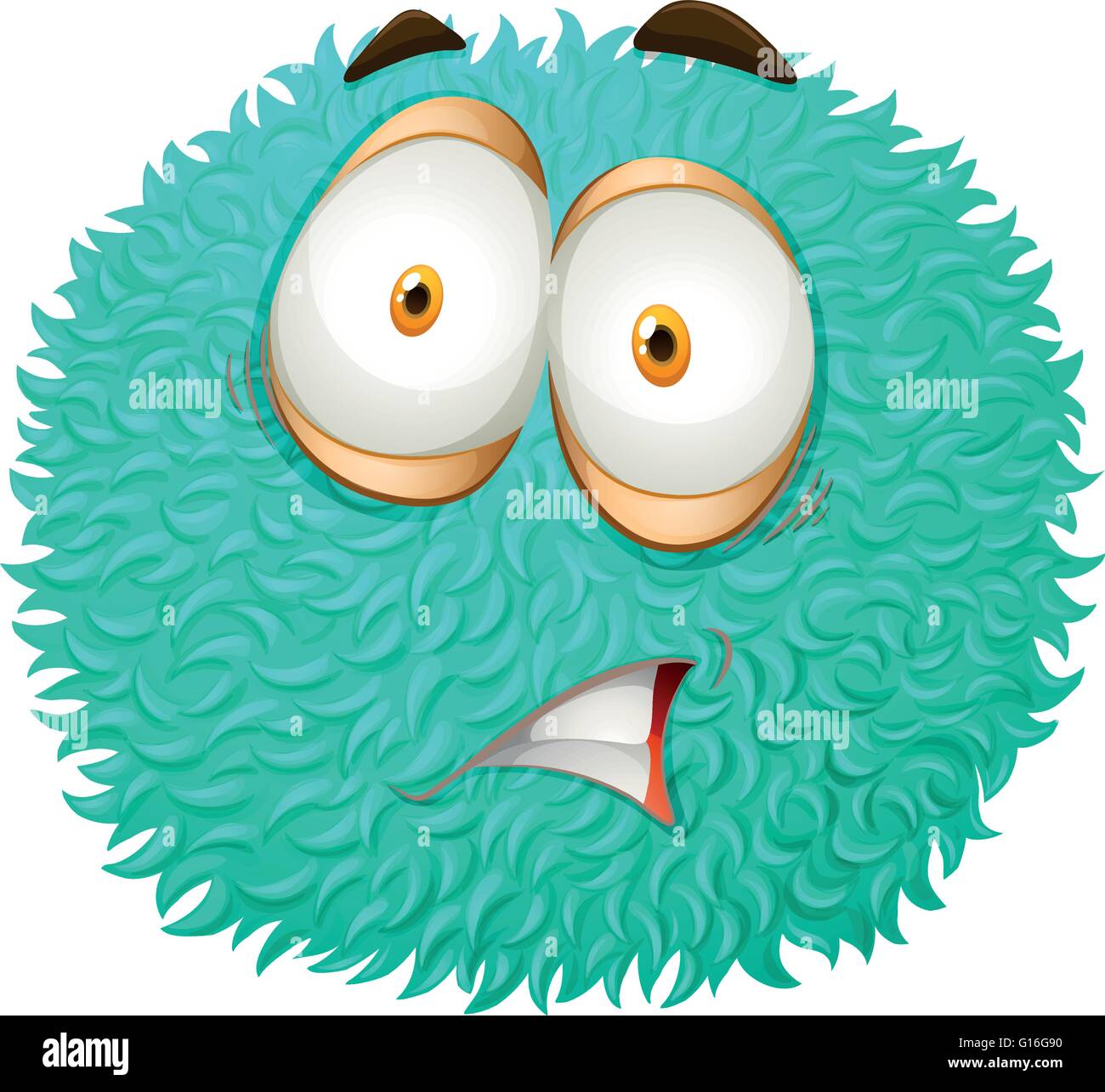 Blue fluffy ball with scared face illustration Stock Vector Image & Art ...